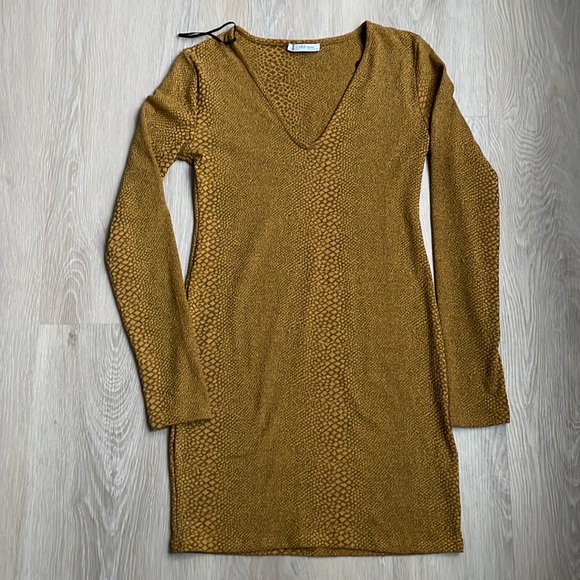Zara | Dresses | Zara Snake Print Mustard Yellow Knit Dress | Poshmark